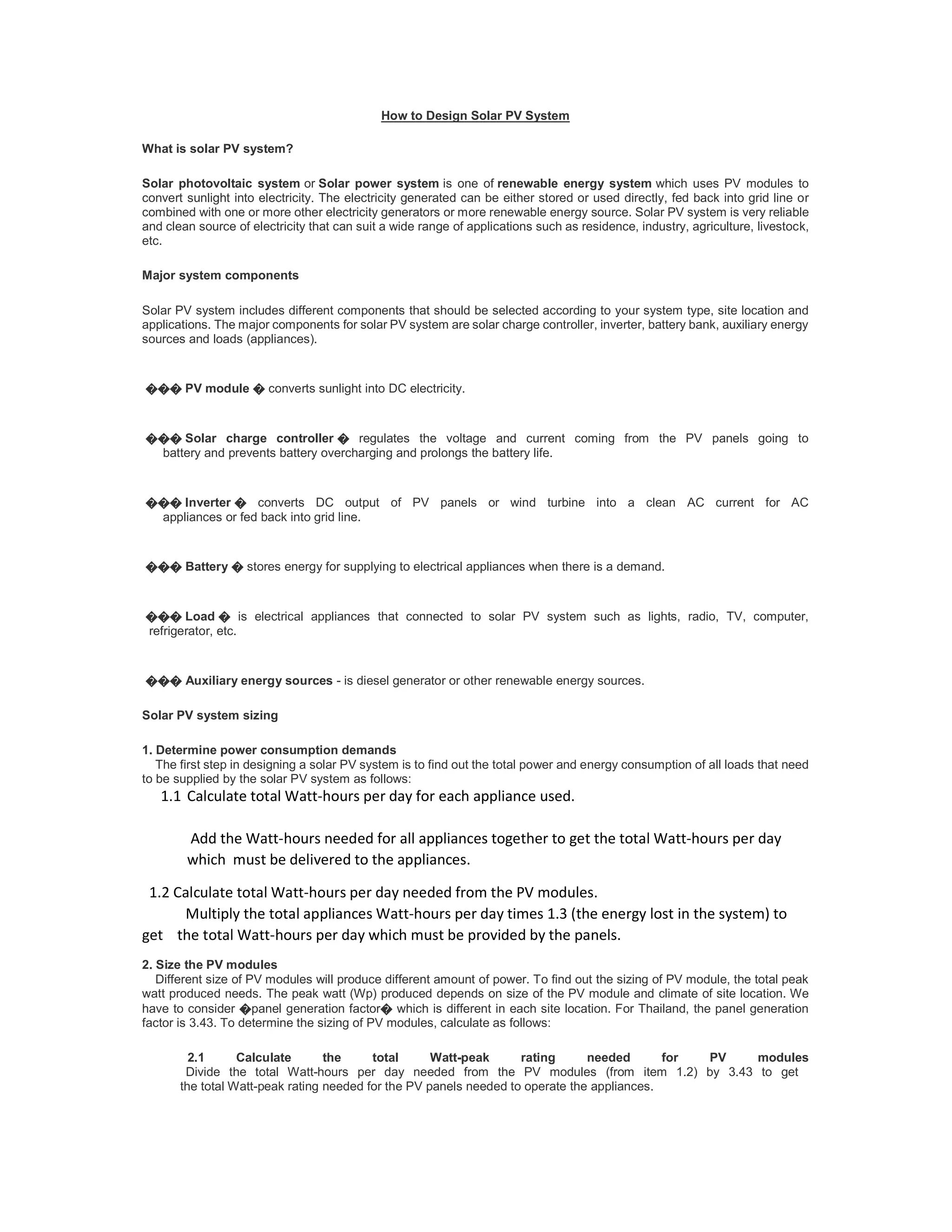 Pv system sizing | PDF
