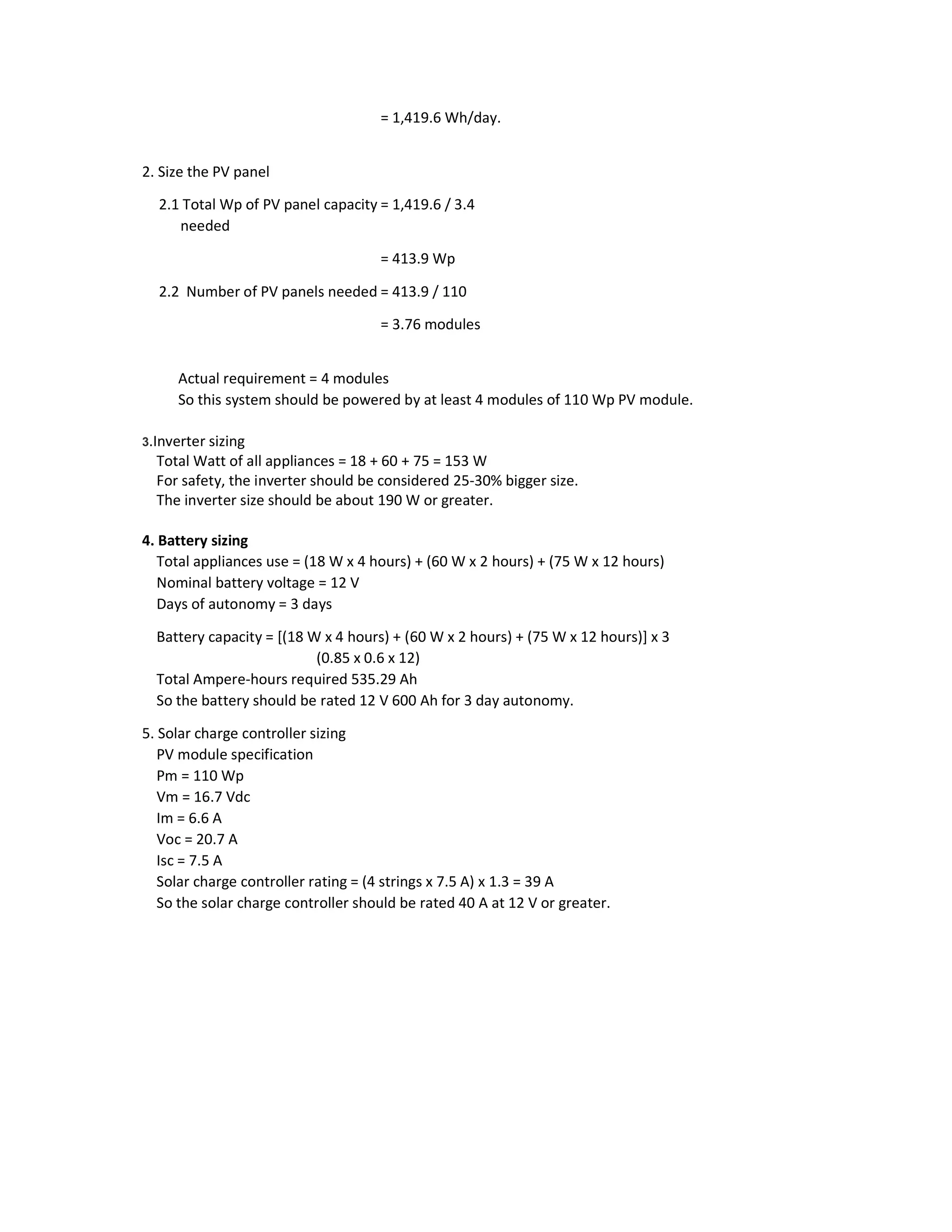 Pv system sizing | PDF