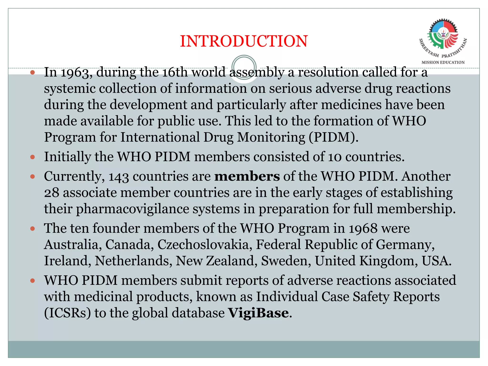 WHO International Drug Monitoring Program | PPTX