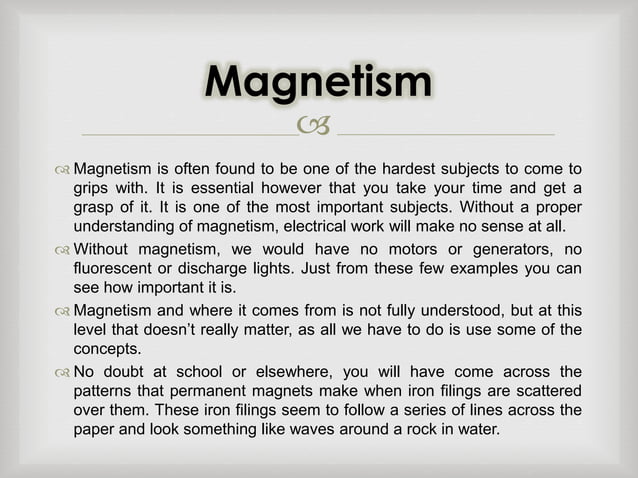 1. preliminary understanding of magnetism | PPTX | Physics | Science