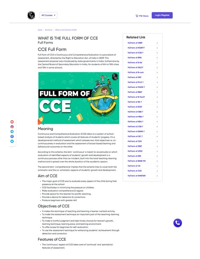 What is the Full Form of CCE-PW