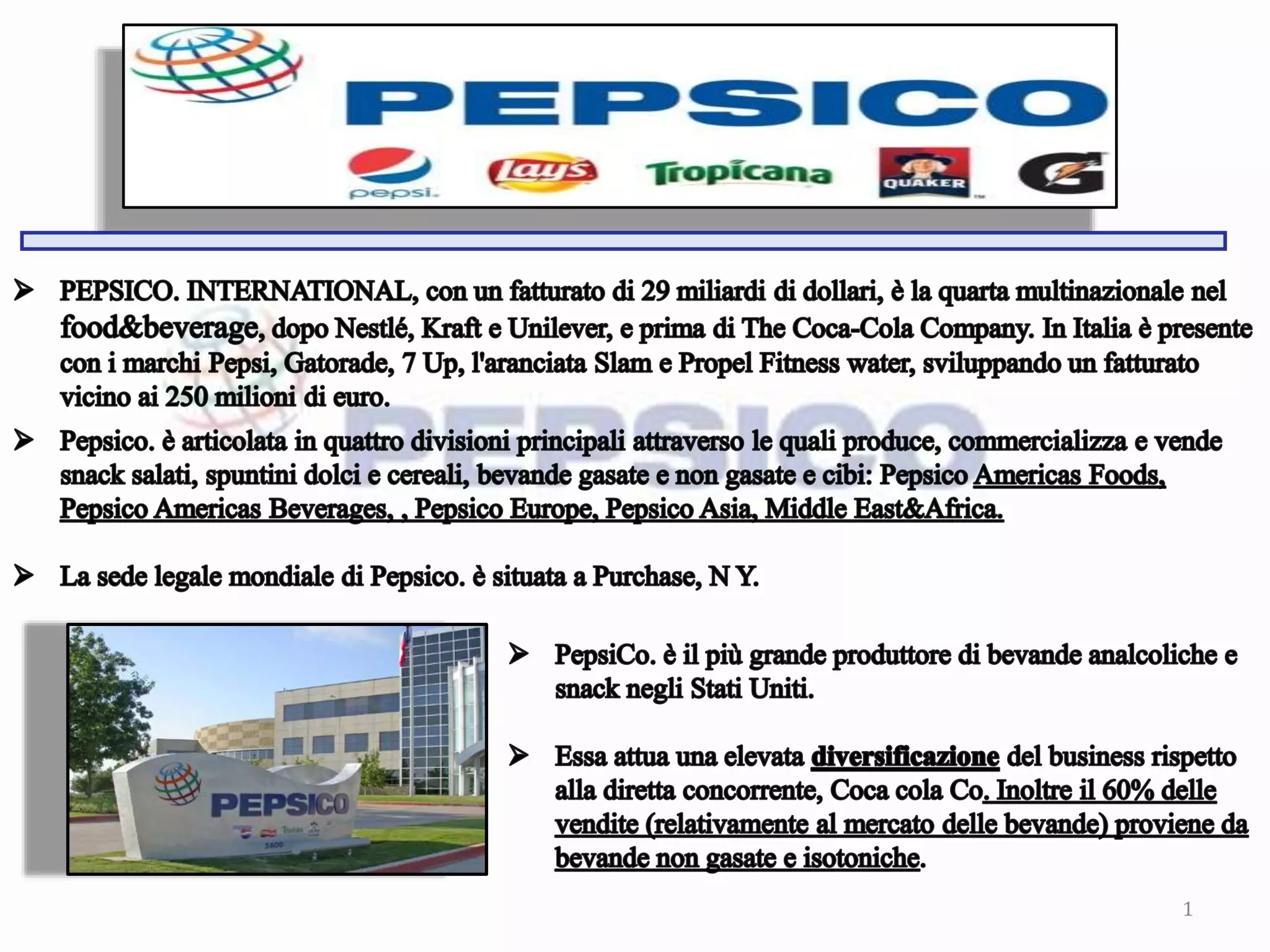 STRATEGIE MARKETING MIX PEPSI CO. | PPTX