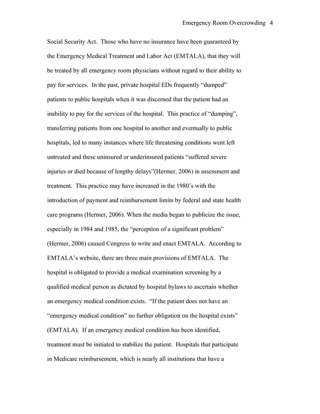 EMERGENCY ROOM OVERCROWDING: CRISIS AND THE CONTROVERSY AROUND THE ...