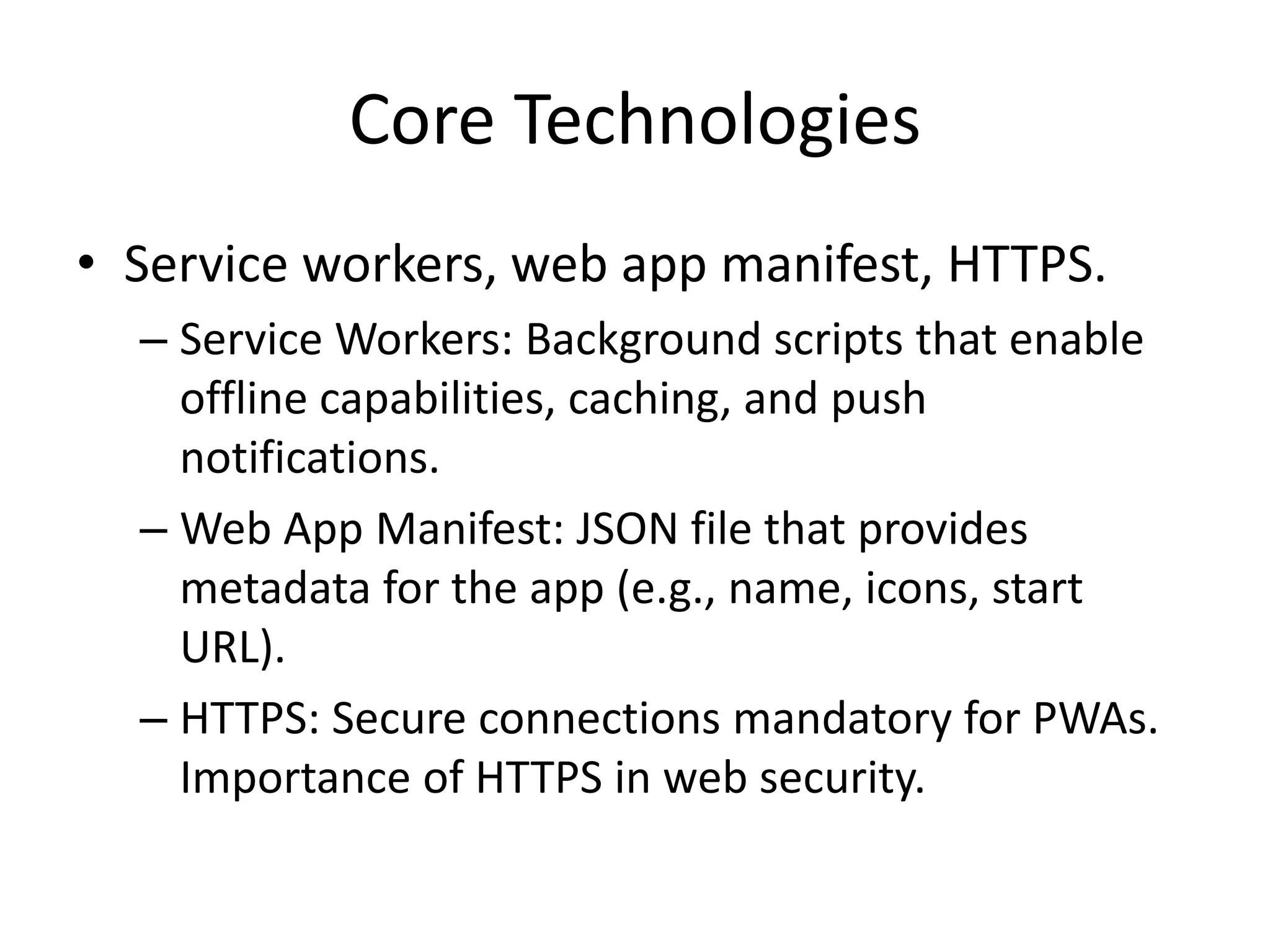 PWA Presentation Document and implementation | PPTX | Web Development | Internet