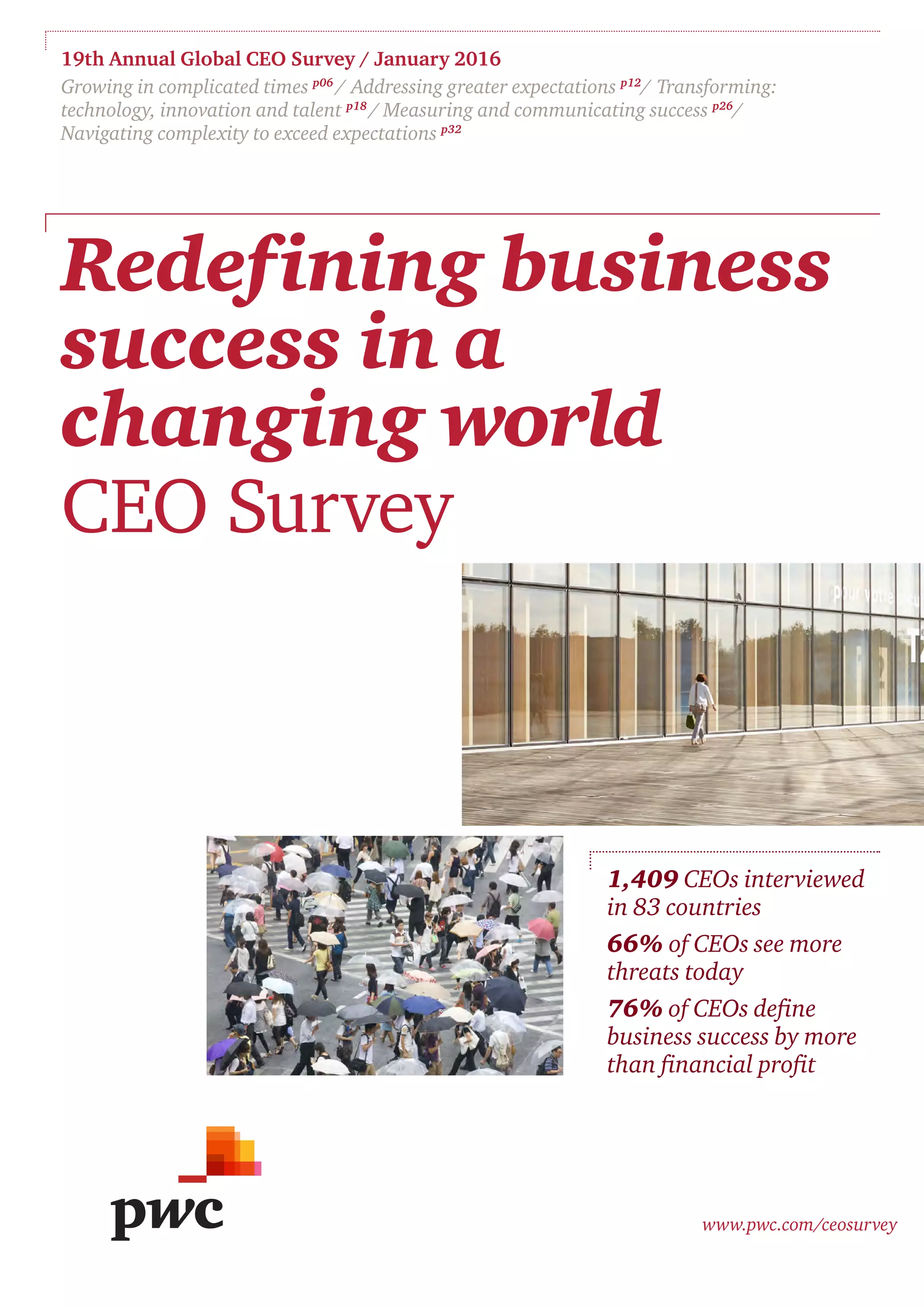 Pwc 19th Annual Global CEO Survey | PDF