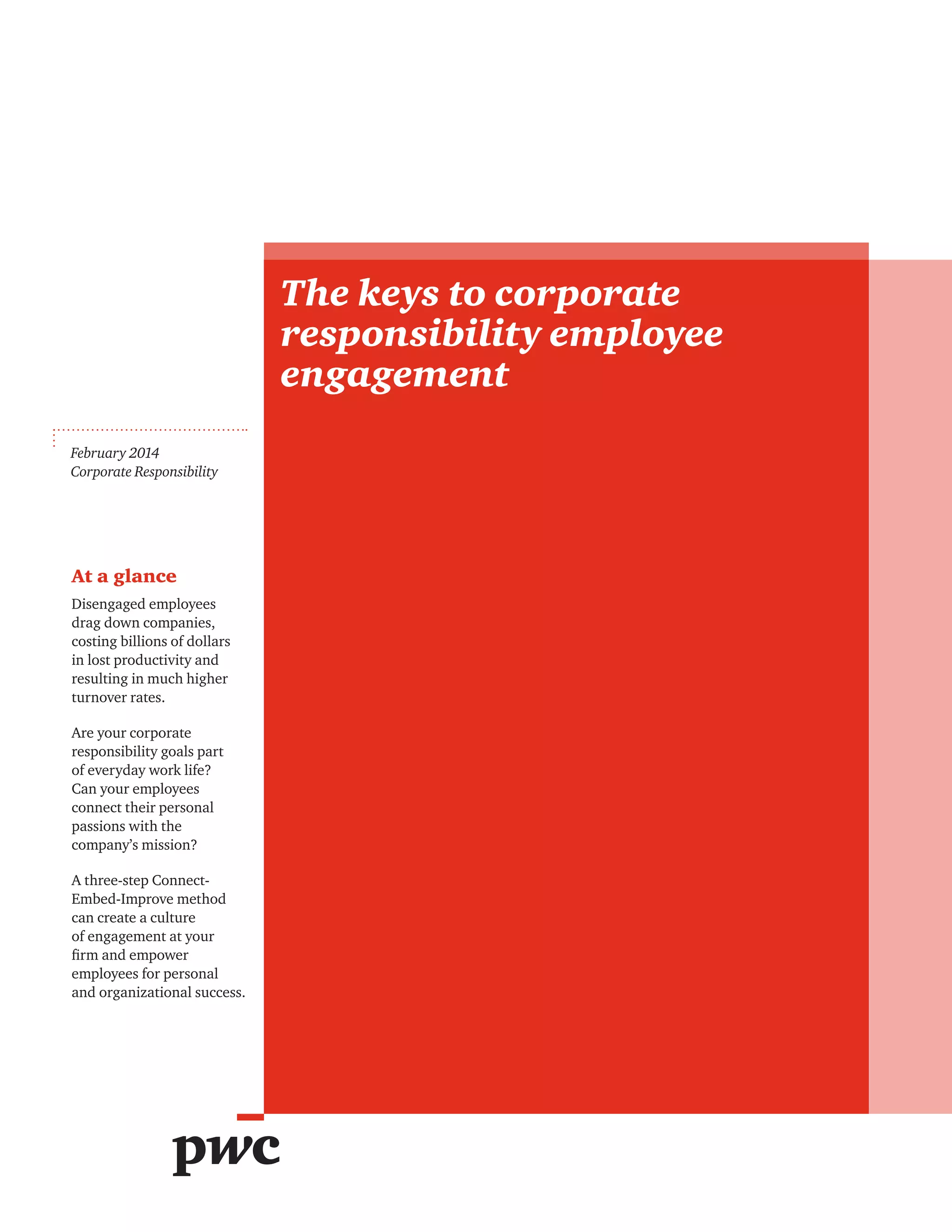 The Keys to Corporate Responsibility Employee Engagement | PDF
