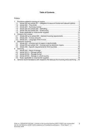 Pwc Study Invoicing Directive Vat Final Report | PDF