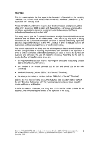 Pwc Study Invoicing Directive Vat Final Report | PDF
