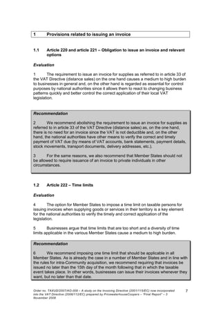 Pwc Study Invoicing Directive Vat Final Report | PDF