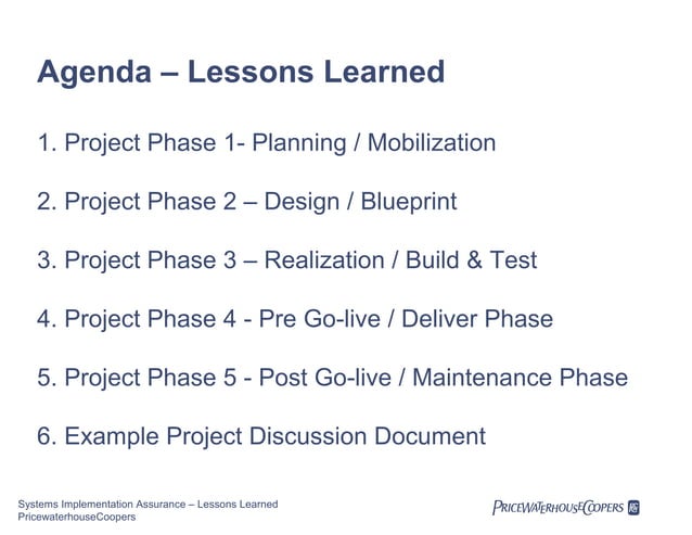 Pwc systems-implementation-lessons-learned | PPT