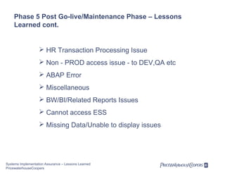 Pwc systems-implementation-lessons-learned | PPT