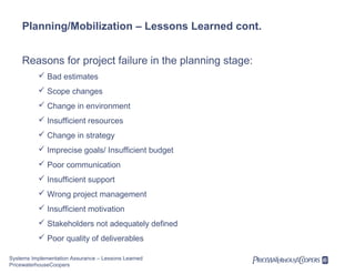 Pwc systems-implementation-lessons-learned | PPT