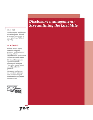 Pwc & sap dsiclosure management | PDF