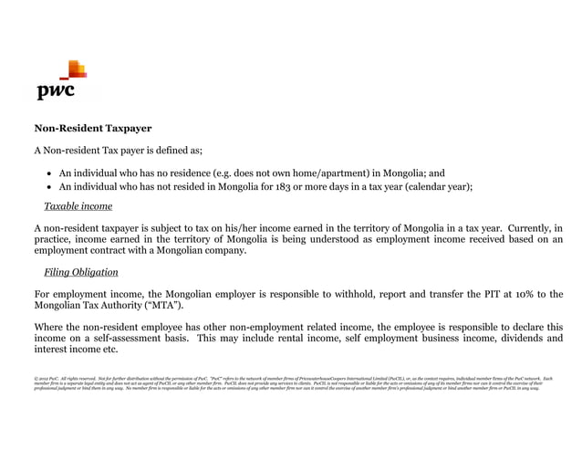 Pwc tax forexpatsinmongolia | PDF
