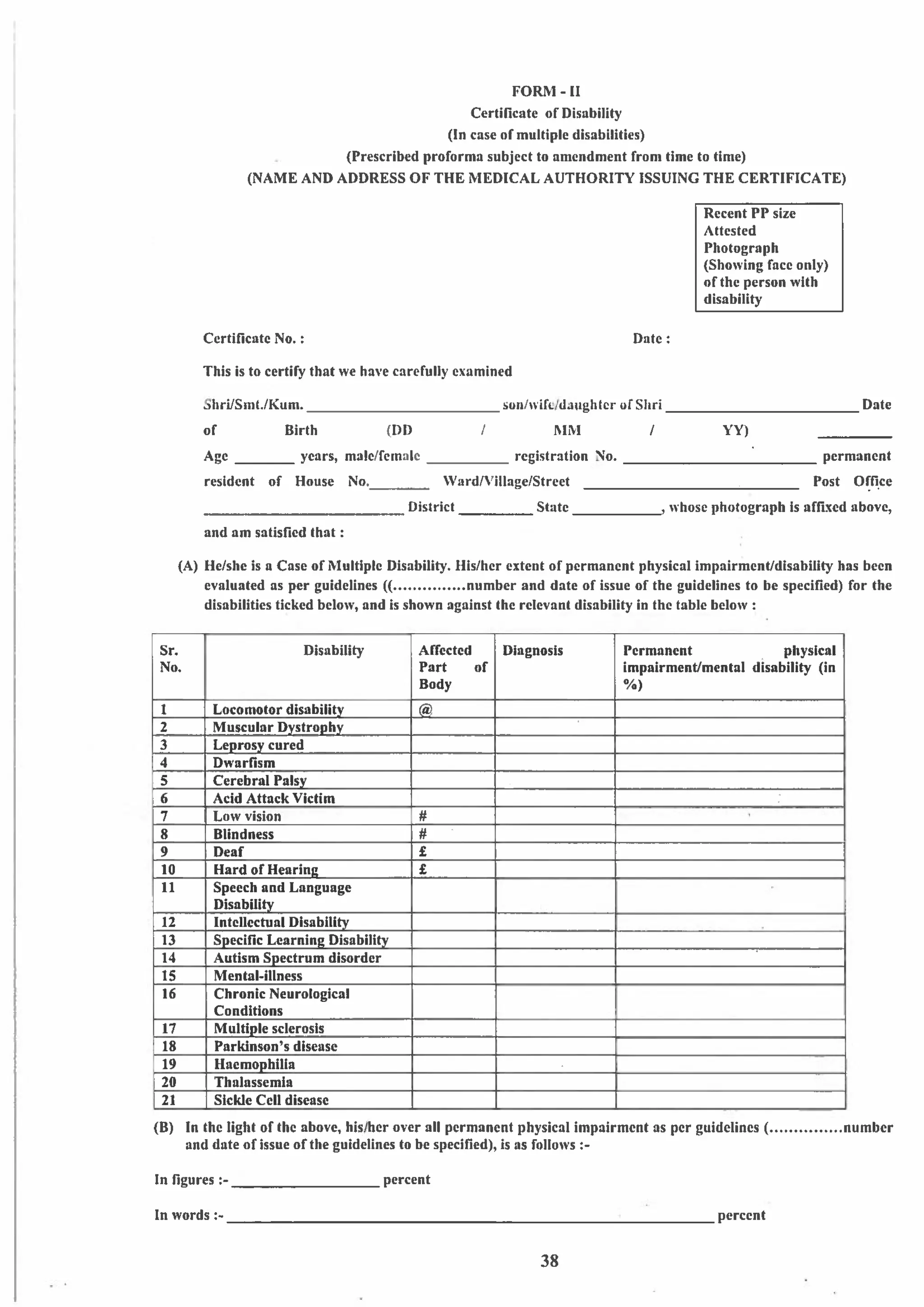 Issued by: Chief Medical Officer (CMO), District Medical Board, or a ...