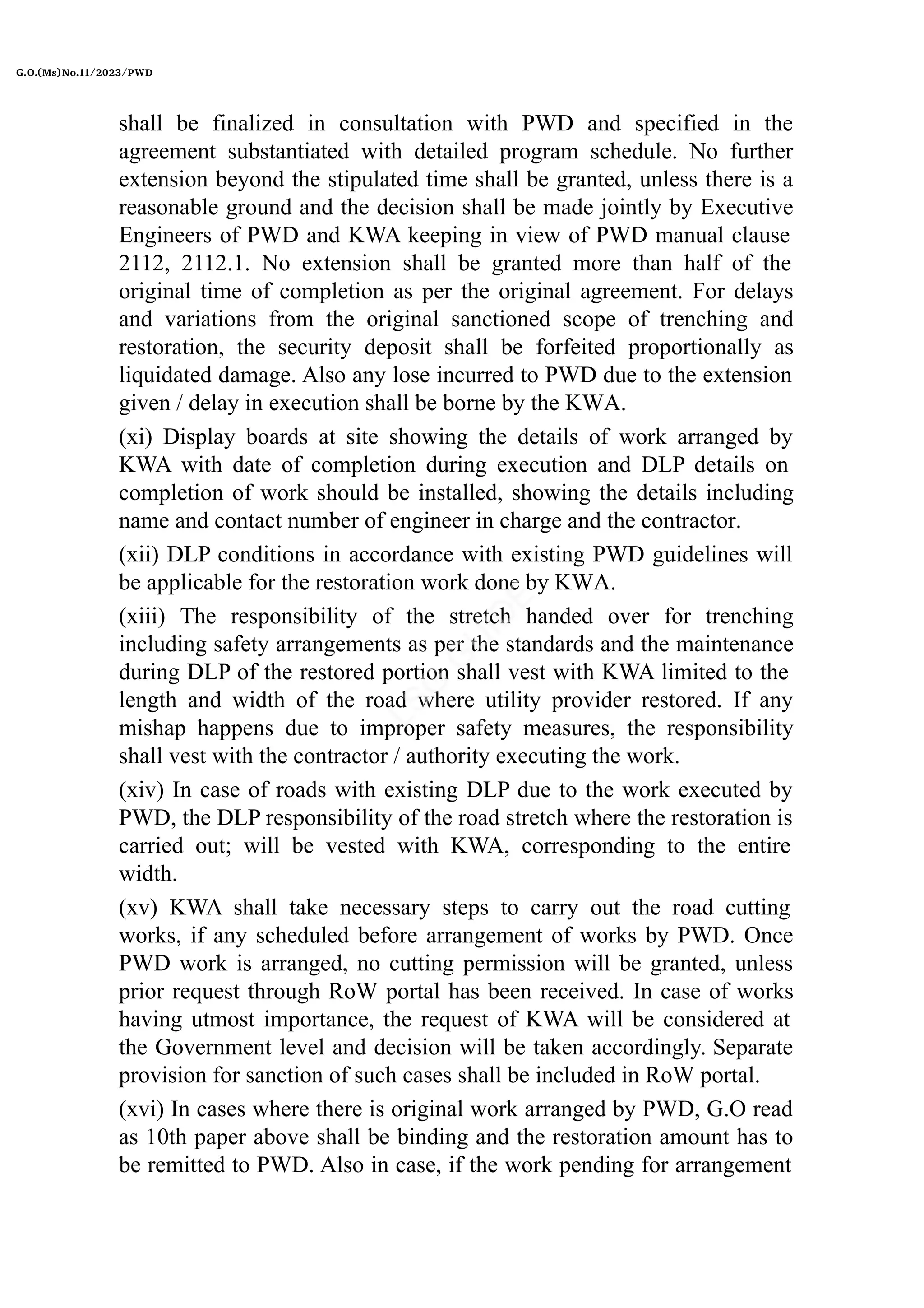 PWD Road cutting Trenching of PWD roads by KWA Modified Guidelines 14. ...
