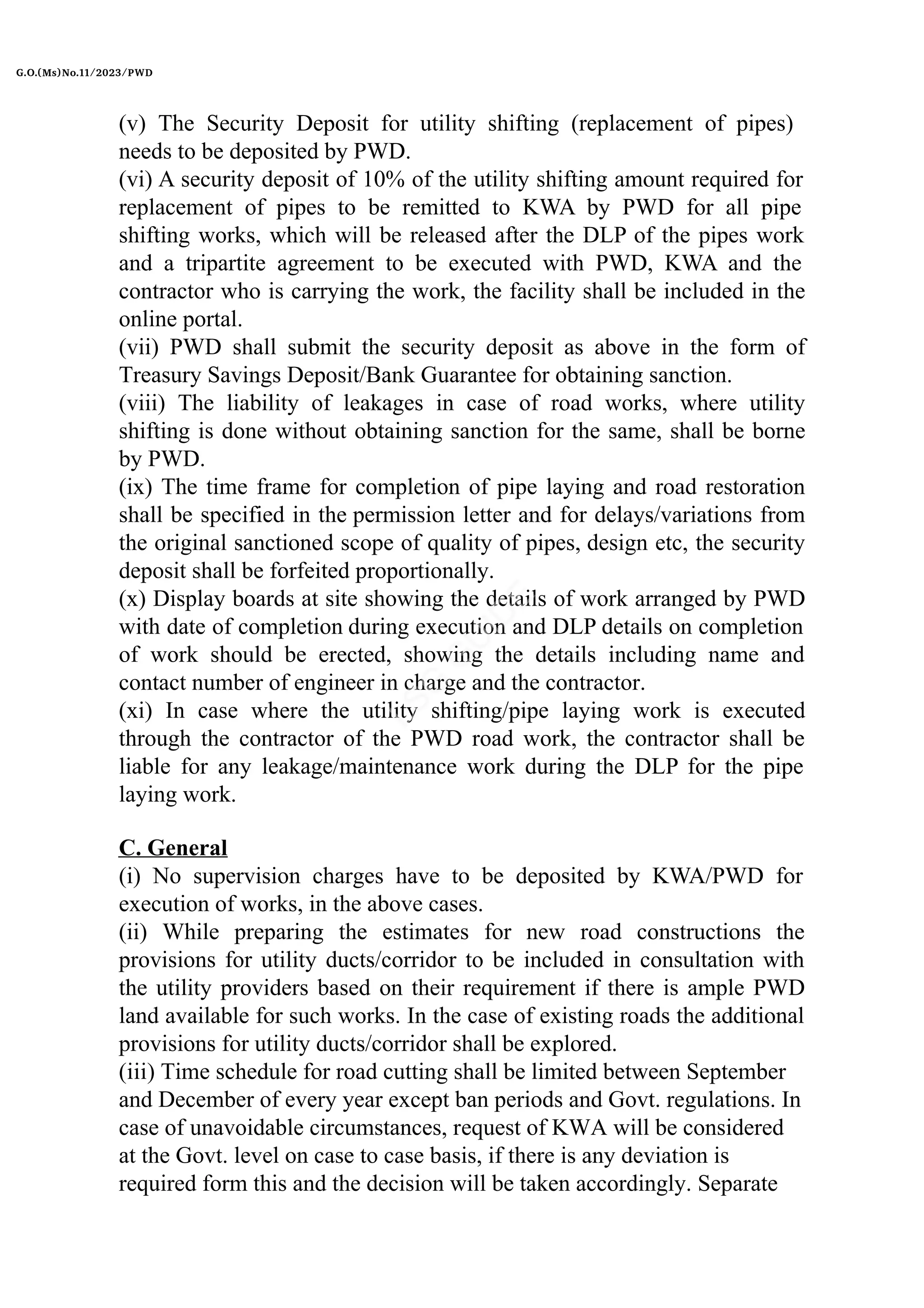 PWD Road cutting Trenching of PWD roads by KWA Modified Guidelines 14. ...