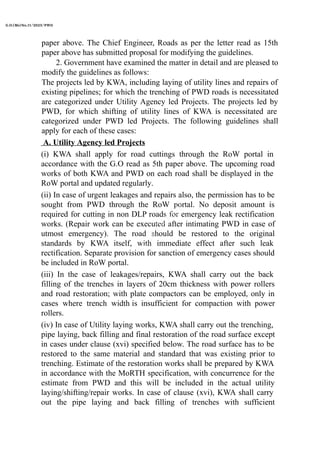 PWD Road cutting Trenching of PWD roads by KWA Modified Guidelines 14. ...