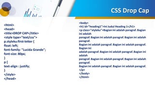 Pemograman WEB (CSS Lanjutan) | PPTX