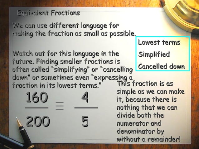 Introduction To Simplifying Fractions | PPT