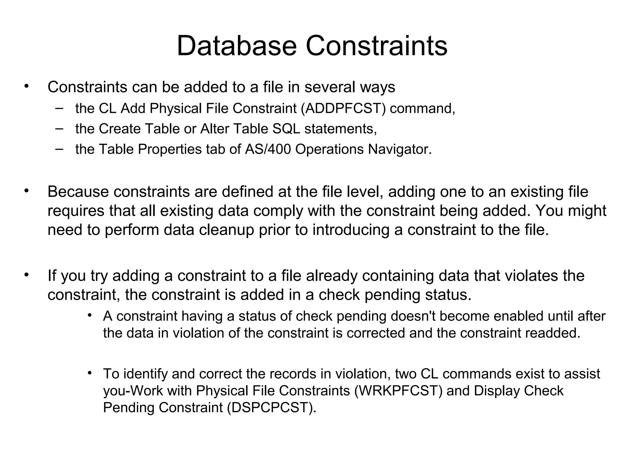Database constraints | PPT