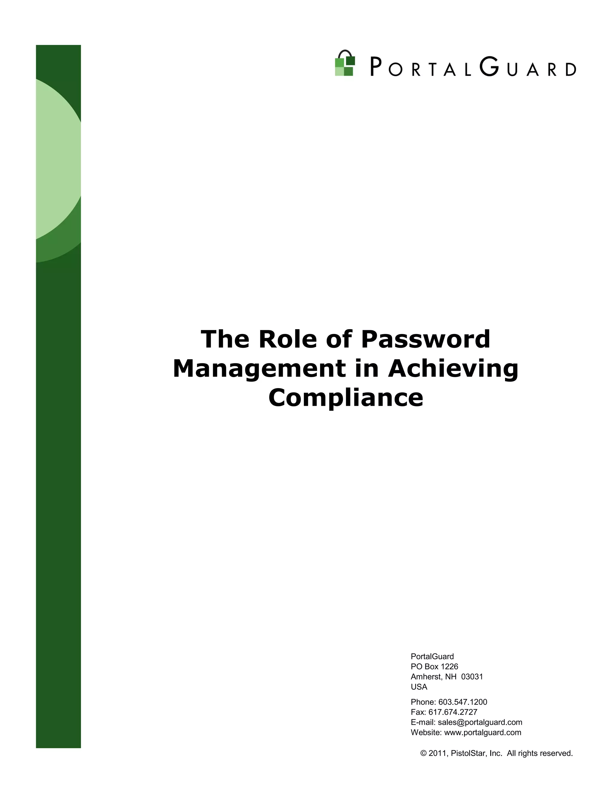 The Role of Password Management in Achieving Compliance | PDF ...