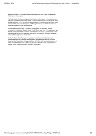 What Is Plastic Waste Management Registration And How To Obtain It | PDF