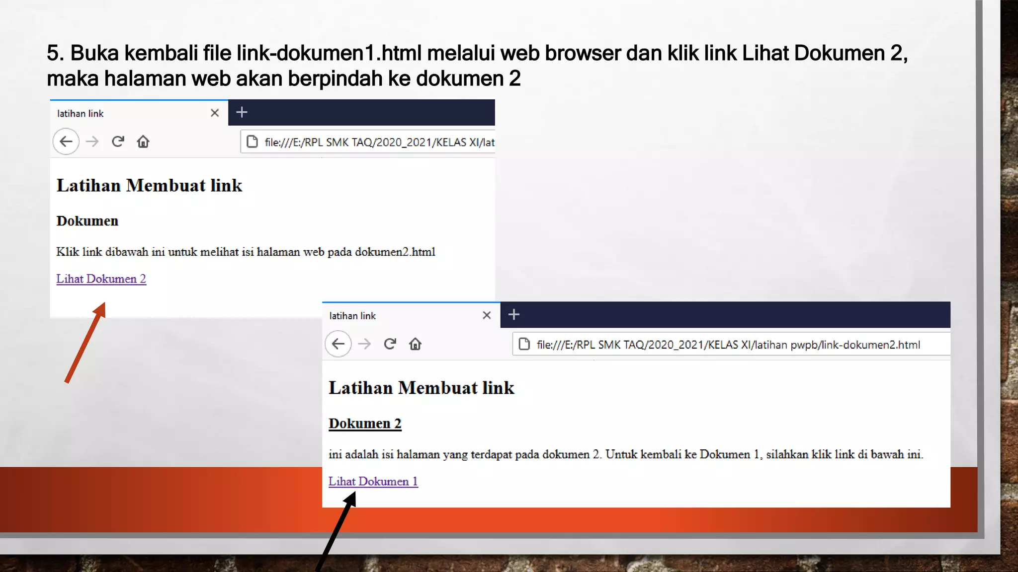 Materi ajar PWPB kelas XI RPL - Hyperlink pada HTML | PDF