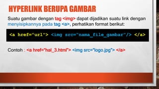Materi ajar PWPB kelas XI RPL - Hyperlink pada HTML | PDF