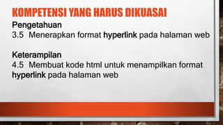 Materi ajar PWPB kelas XI RPL - Hyperlink pada HTML | PDF