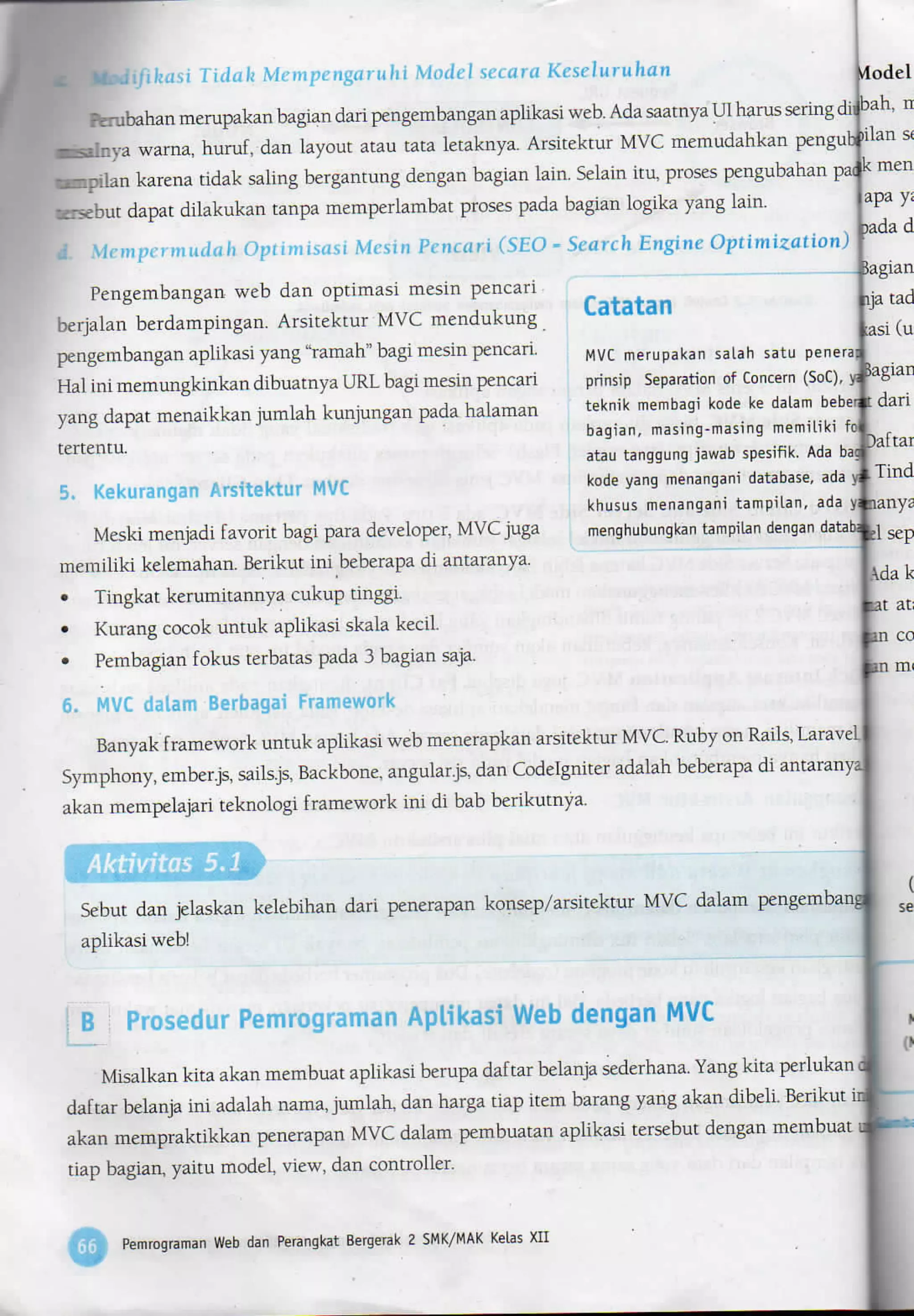 Materi PWPB kelas XII RPL - Aplikasi web dengan model Model View Controler (MVC) | PDF