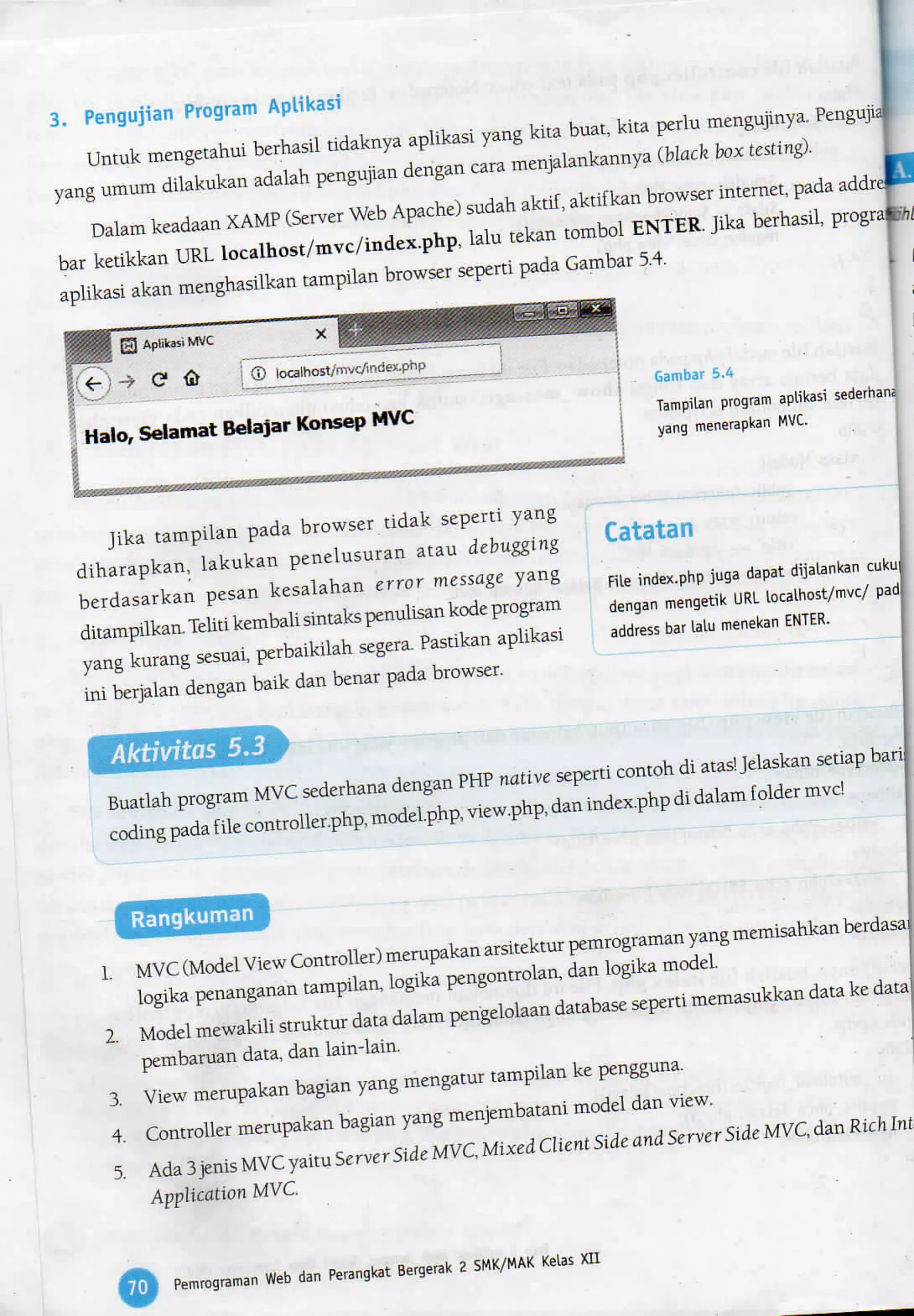 Materi PWPB kelas XII RPL - Aplikasi web dengan model Model View Controler (MVC) | PDF