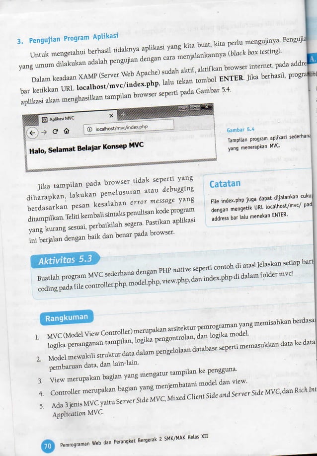 Materi PWPB kelas XII RPL - Aplikasi web dengan model Model View Controler (MVC) | PDF