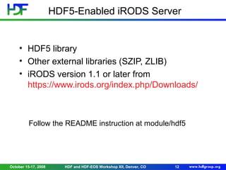 HDF5 iRODS | PPT | Databases | Computer Software and Applications