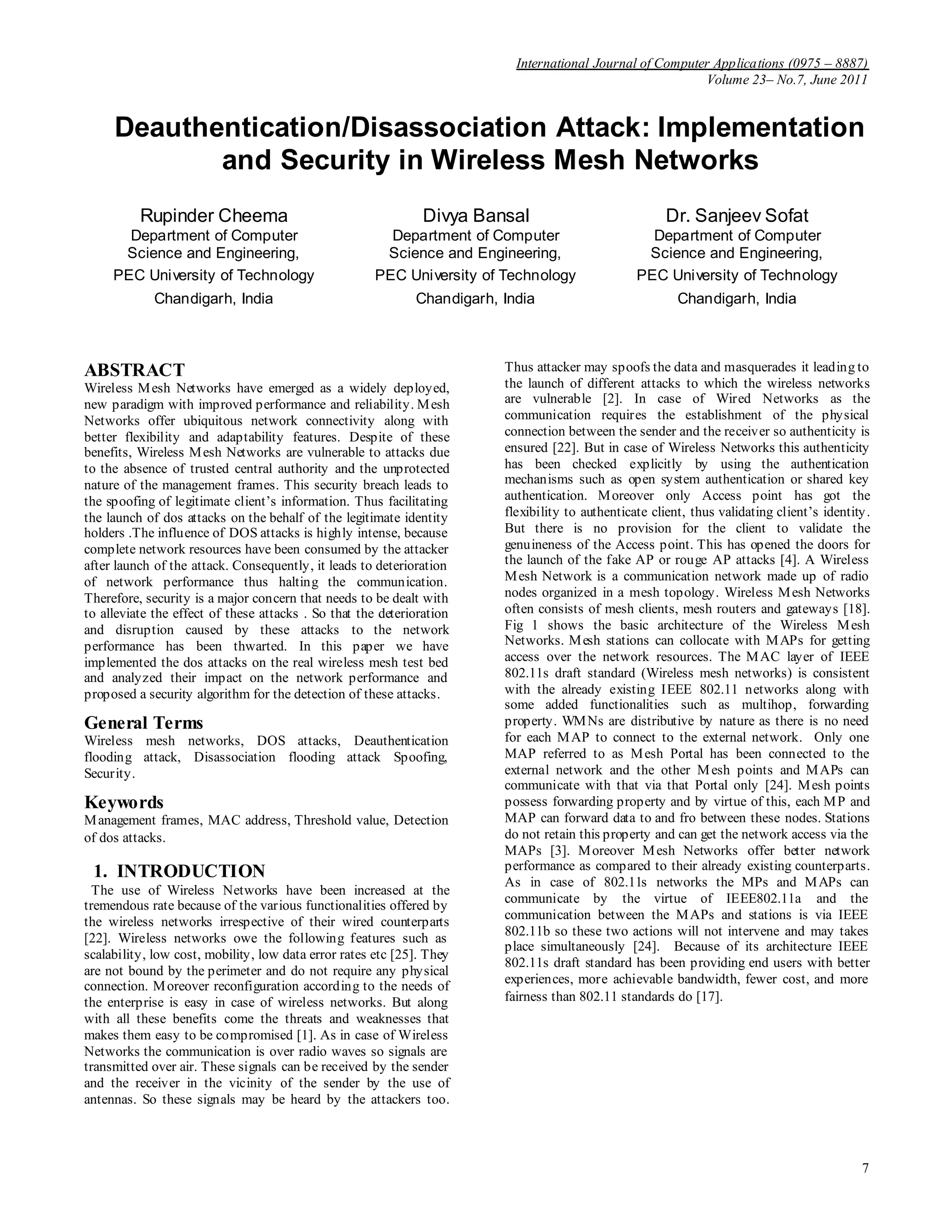 Wireless Deauth and Disassociation Attacks explained | PDF