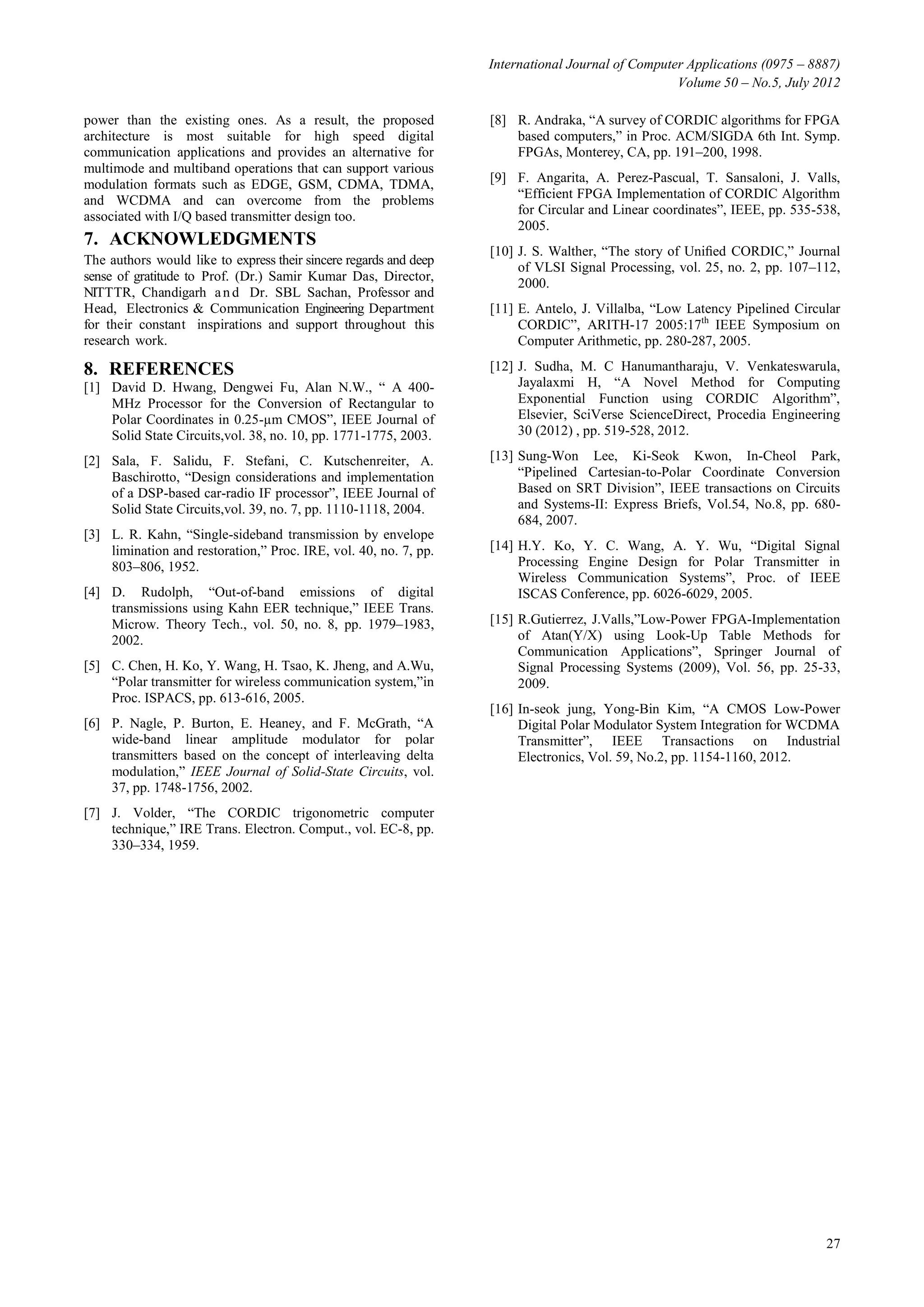 Reconfigurable Design Of Rectangular To Polar Converter Using Linear Convergence Pdf