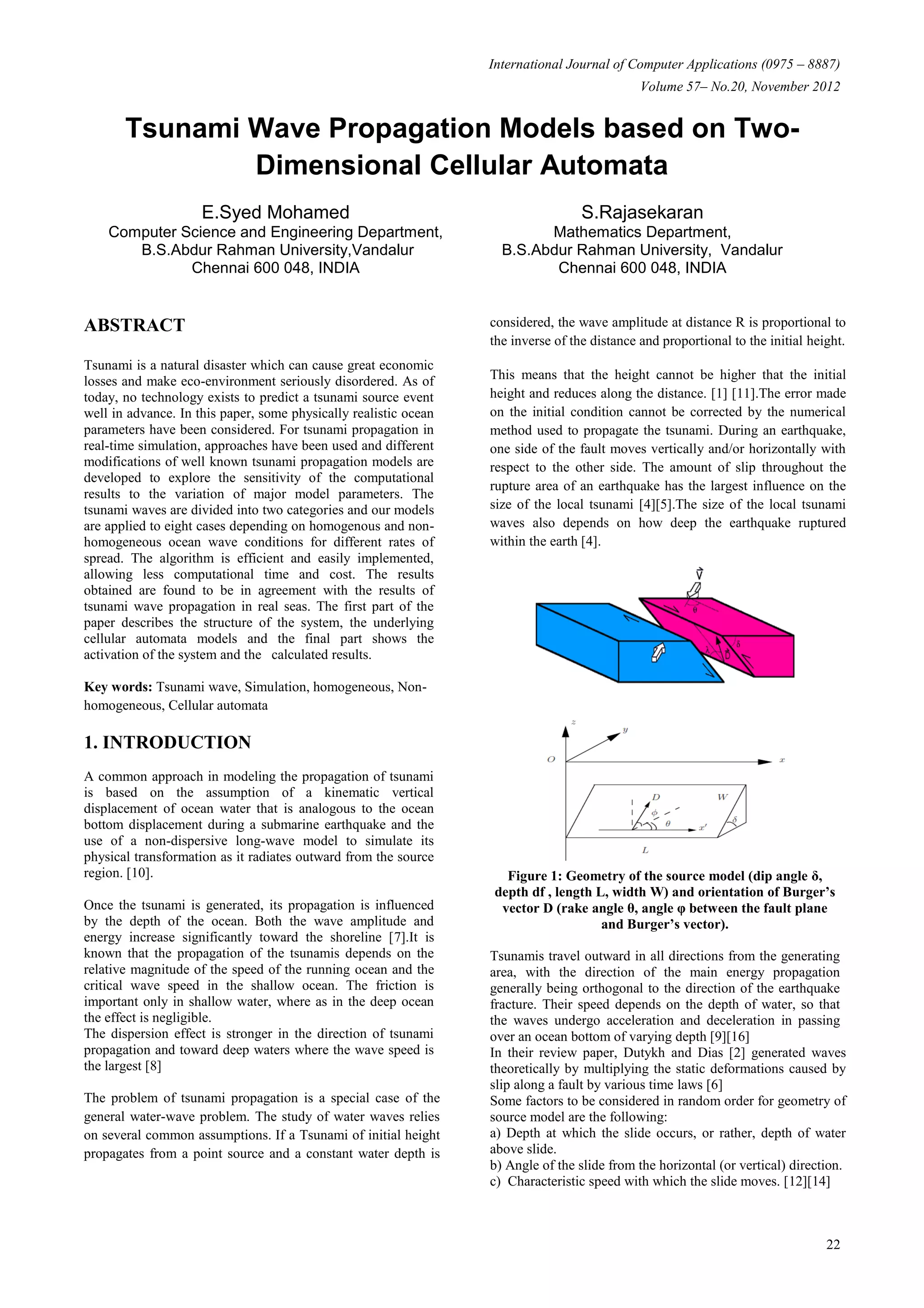 Tsunami Wave Propagation Models Based On Two Dimensional Cellular Automata Pdf