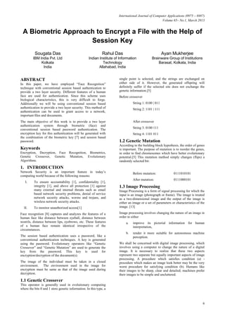 A Biometric Approach to Encrypt a File with the Help of Session Key | PDF