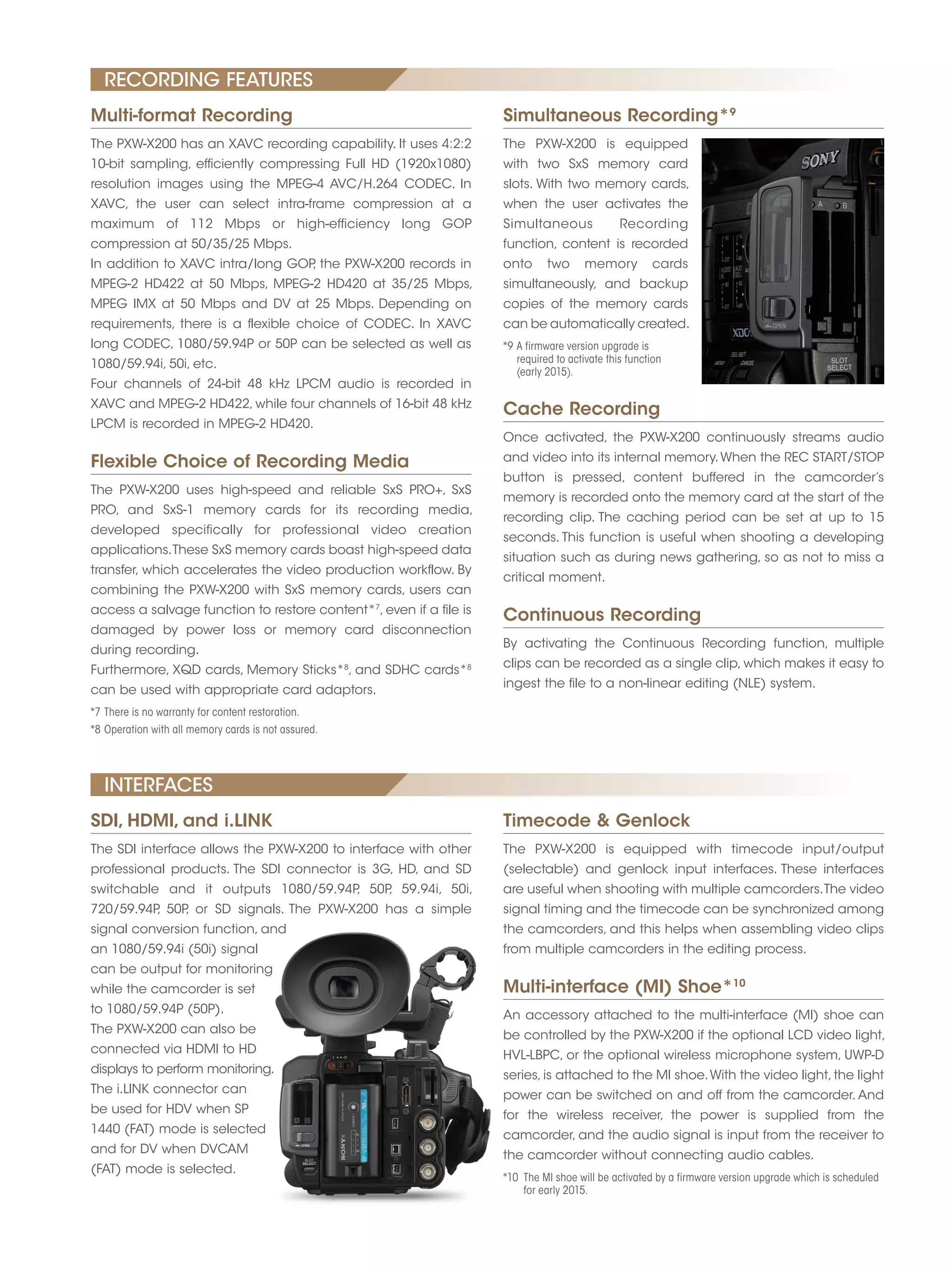 Sony PXW-X200 Camcorder | PDF