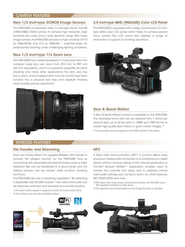 Sony PXW-X200 Camcorder | PDF