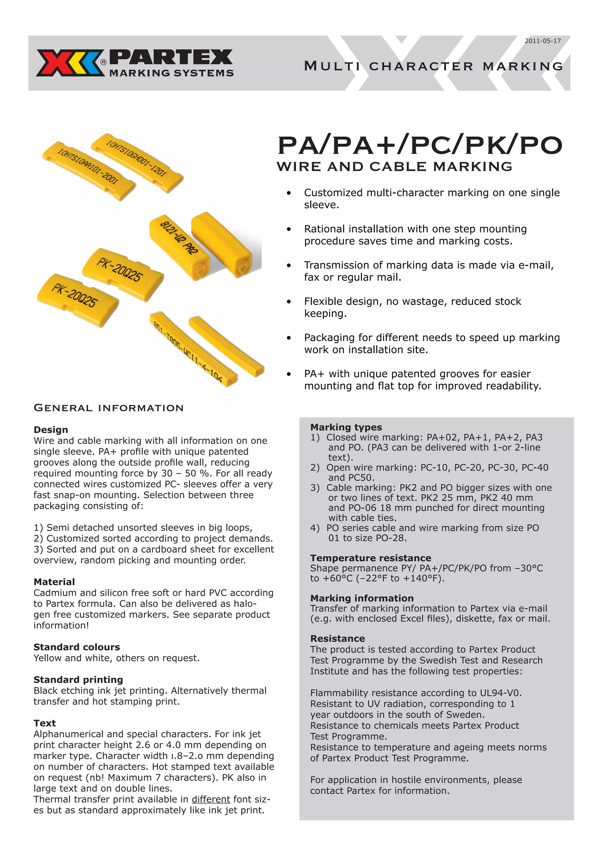 pa/pa+/pc/pk/po WIRE AND CABLE MARKING | PDF