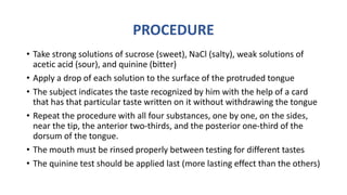 Demonstrate testing for smell and taste mbbs | PPTX