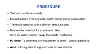Demonstrate testing for smell and taste mbbs | PPTX