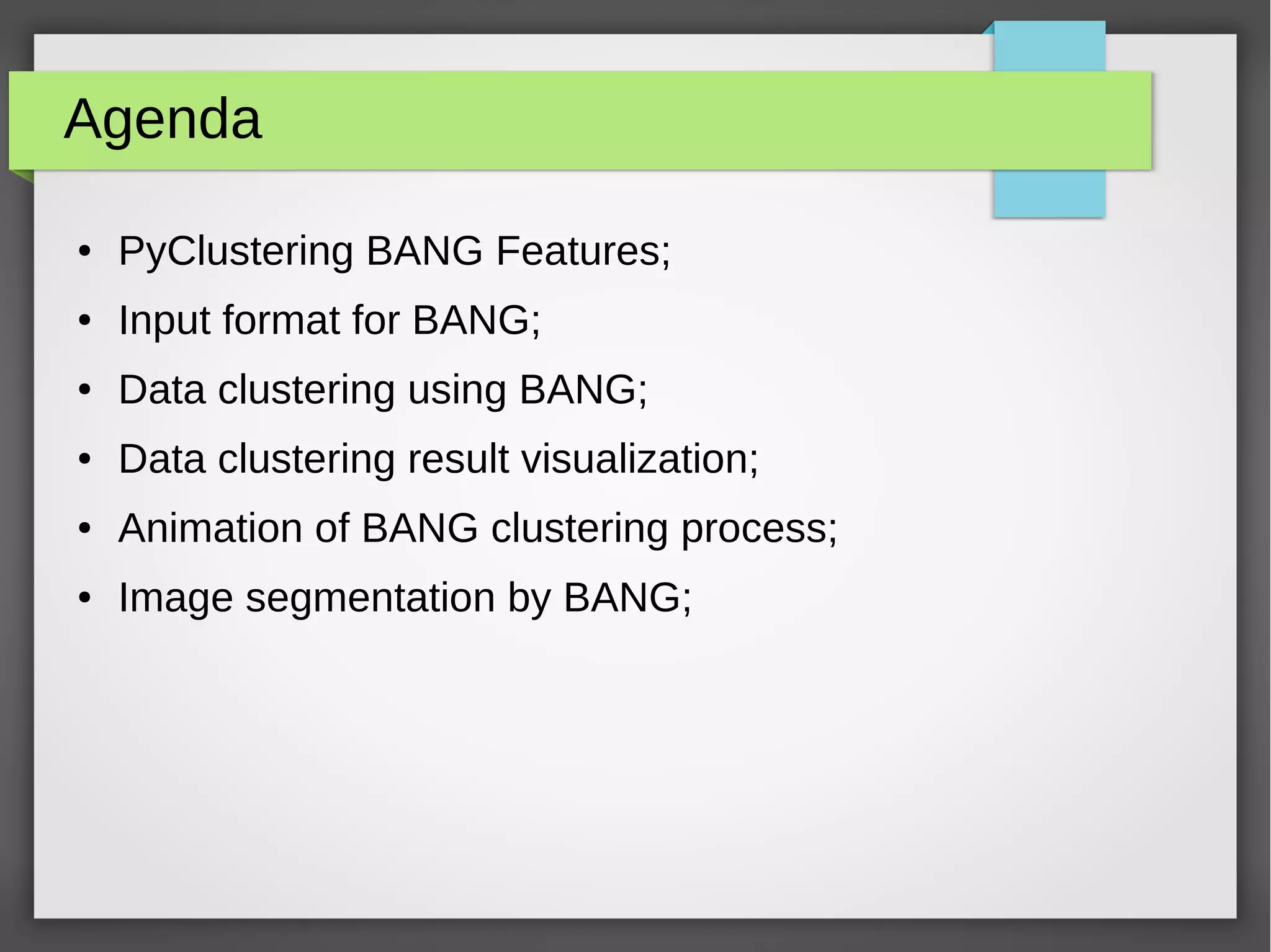 Pyclustering tutorial - BANG | PPT