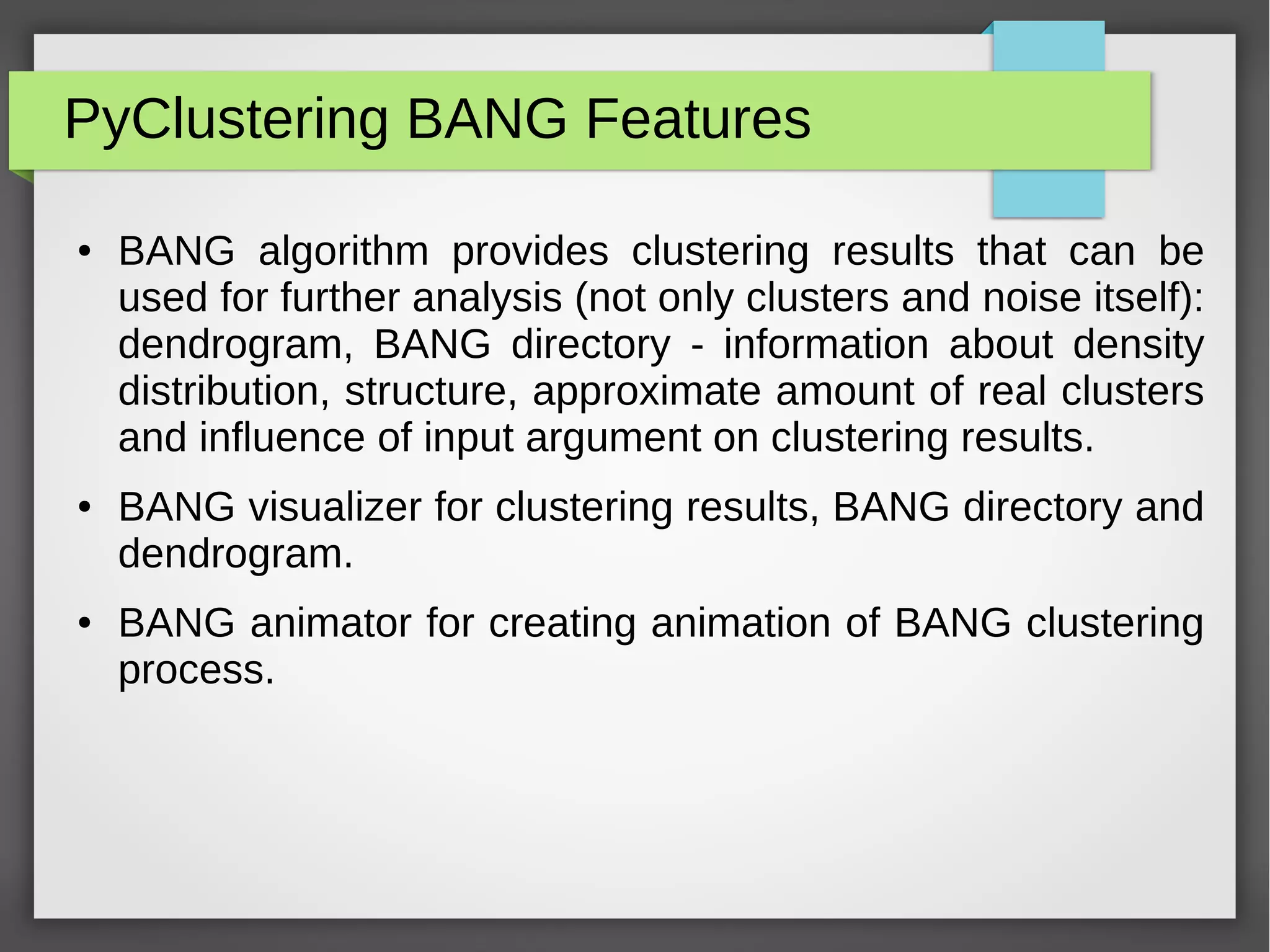 Pyclustering tutorial - BANG | PPT