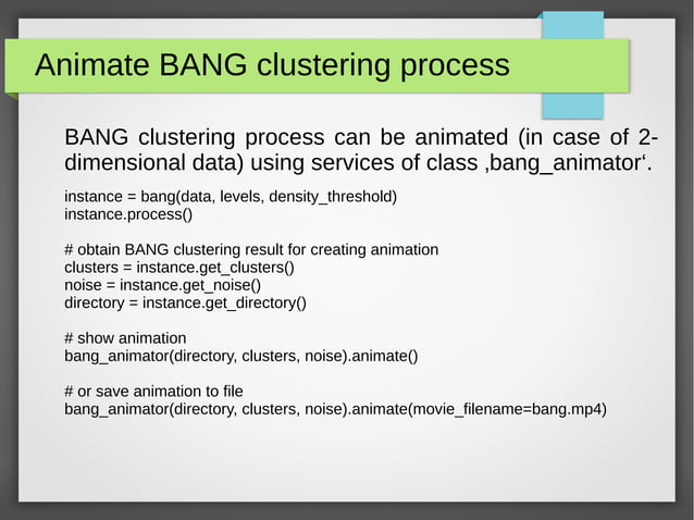 Pyclustering tutorial - BANG | PPT