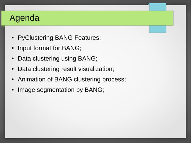 Pyclustering tutorial - BANG | PPT