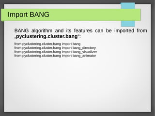 Pyclustering tutorial - BANG | PPT