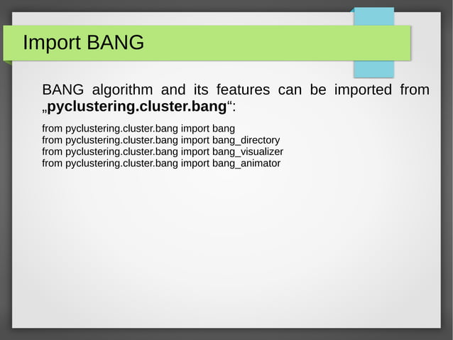 Pyclustering tutorial - BANG | PPT