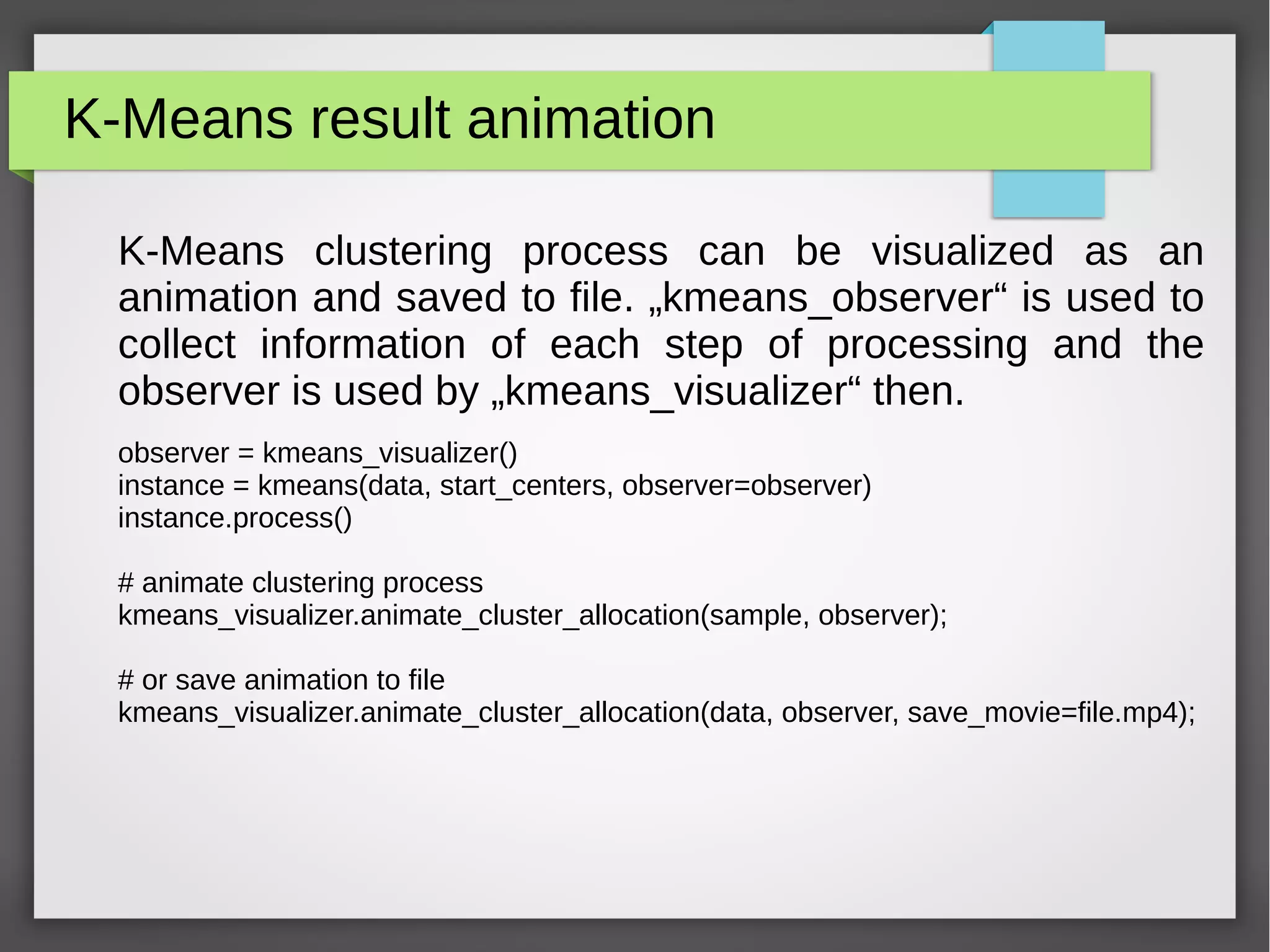 Pyclustering tutorial - K-means | PPT